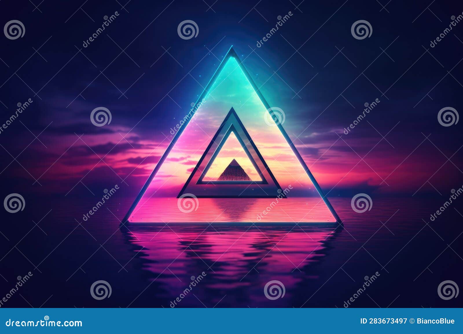 Synthwave Triangle, Photorealistic. Generative AI Weber. Stock ...