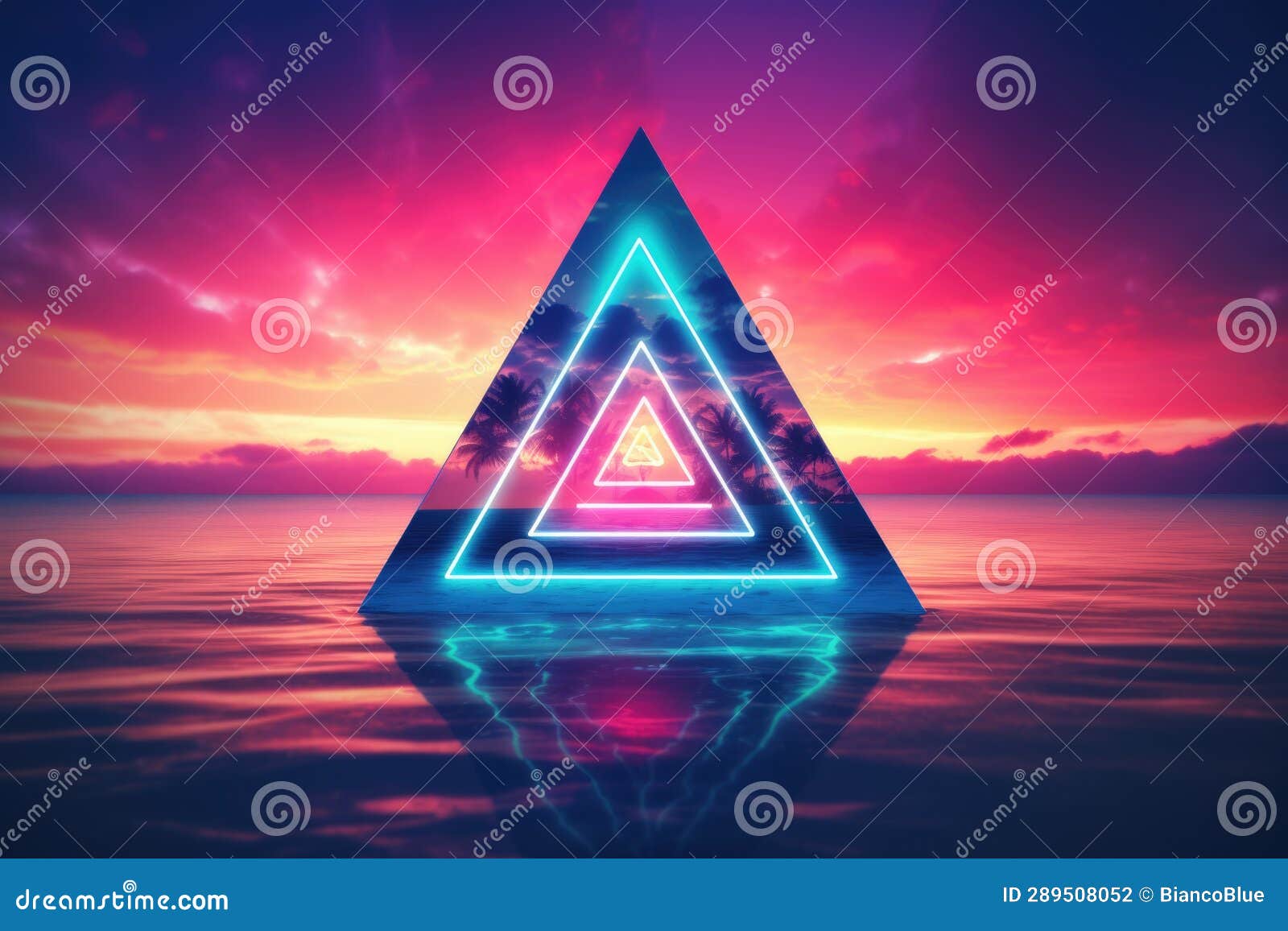 Synthwave Triangle, Photorealistic. Generative AI Weber. Stock Illustration - Illustration of ...