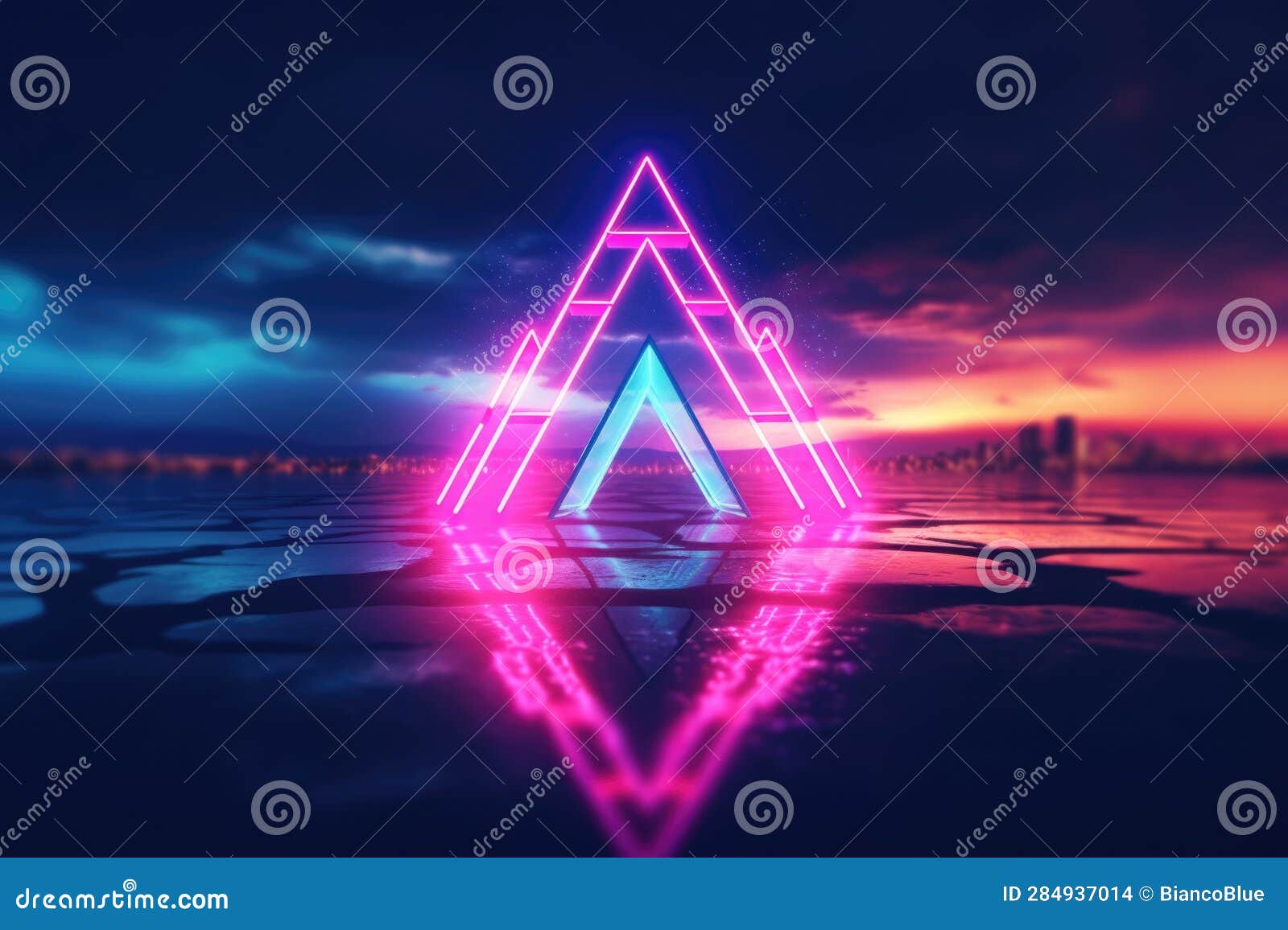 Synthwave Triangle, Photorealistic. Generative AI Weber. Stock ...