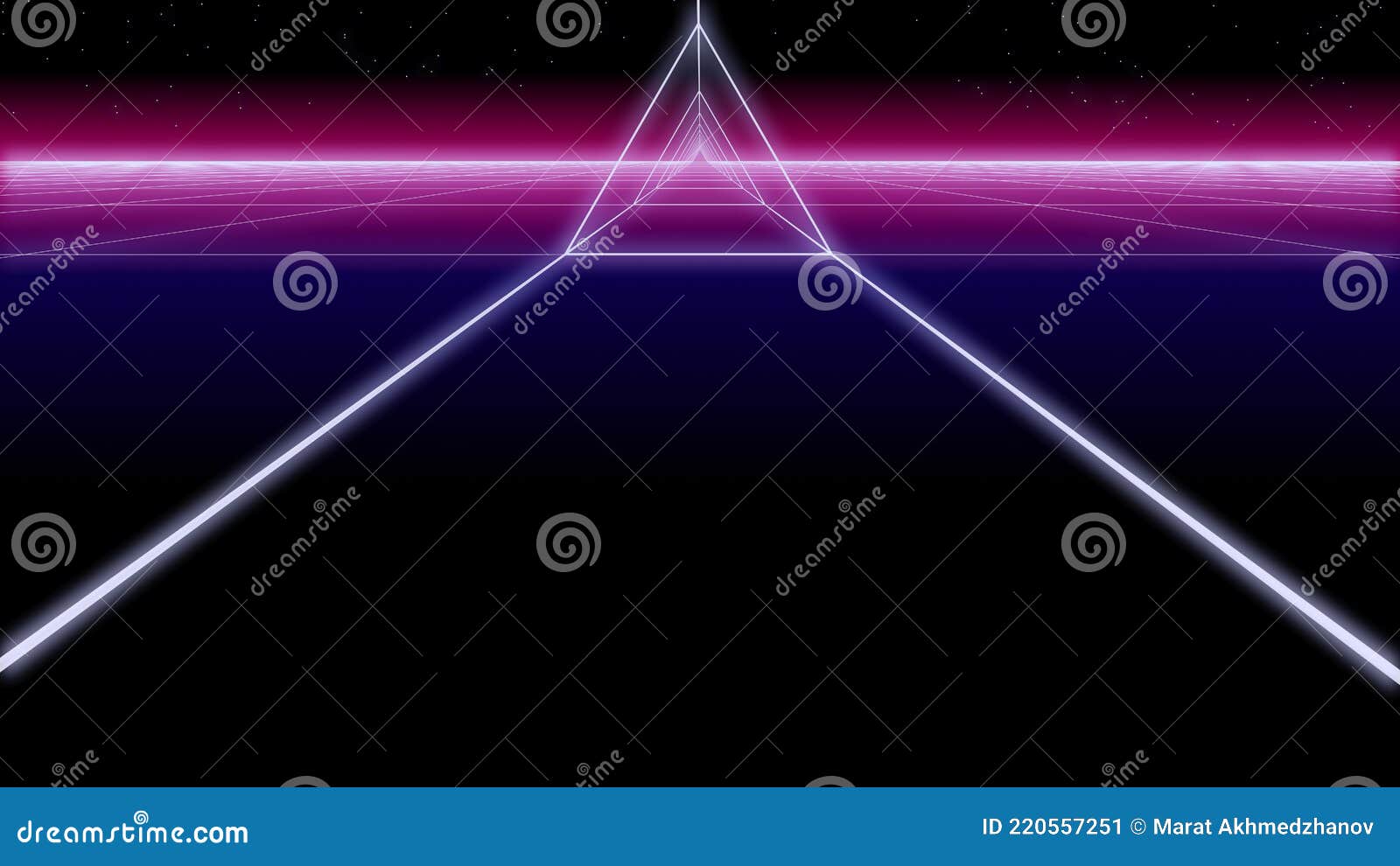 Synthwave Triangle Tunnel Retro Background 3d Render Stock Illustration ...