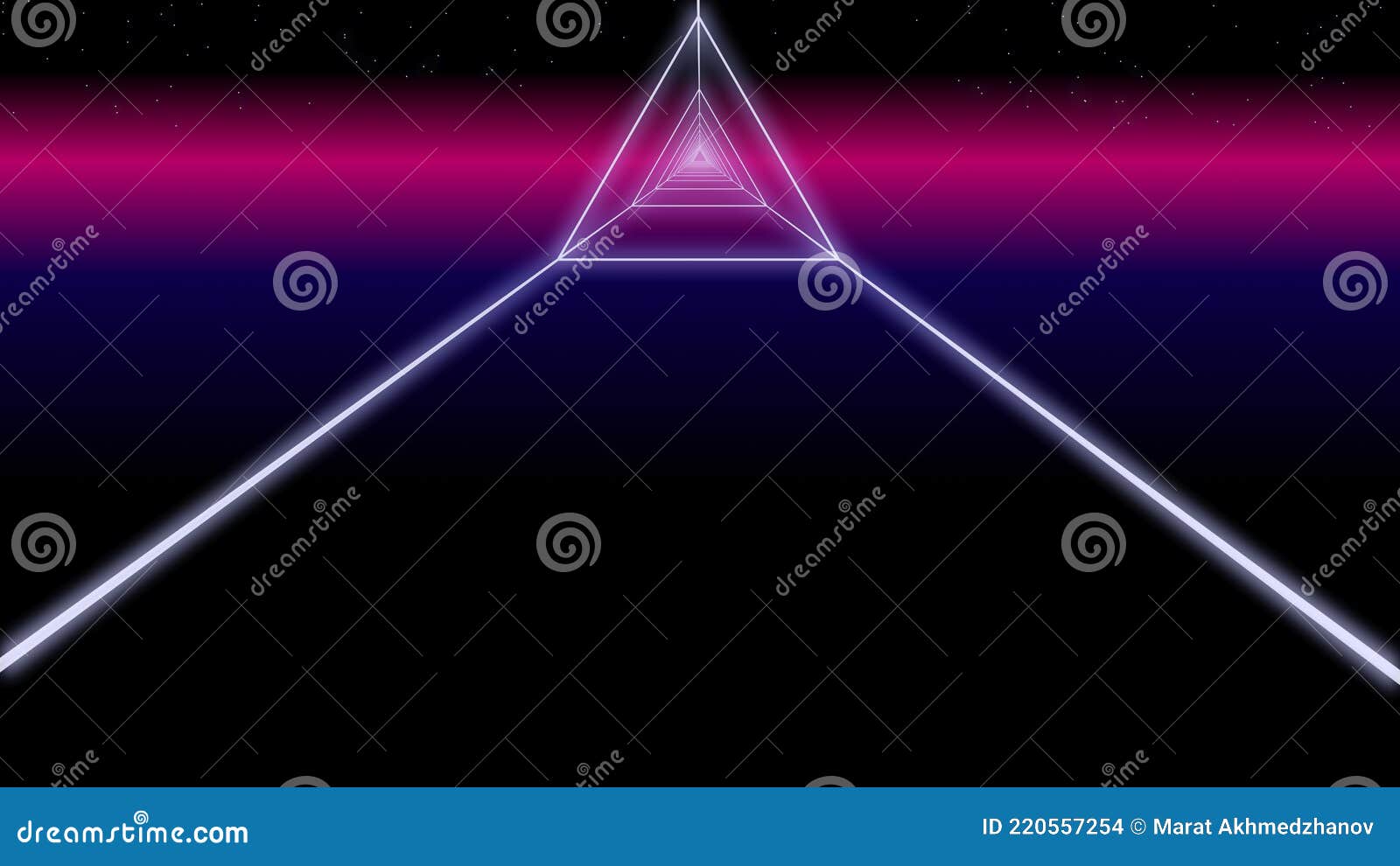 Synthwave Triangle Tunnel Background 3d Render Retro Stock Illustration ...