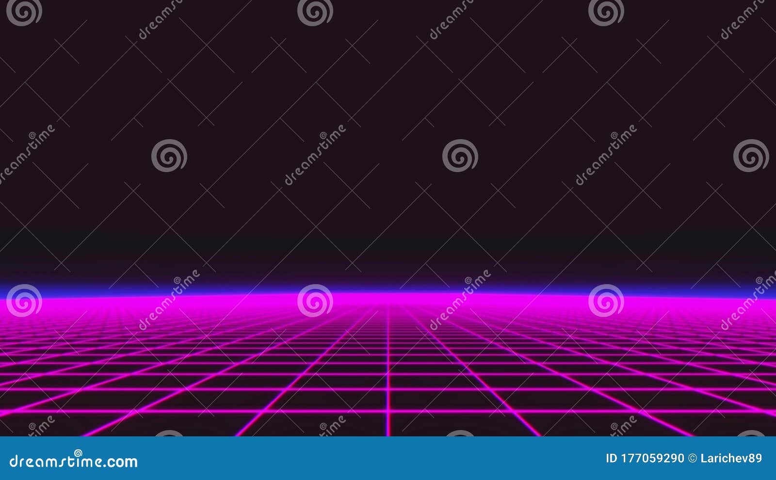 Synthwave Wireframe Banner. Retrowave Perspective Grid Background ...