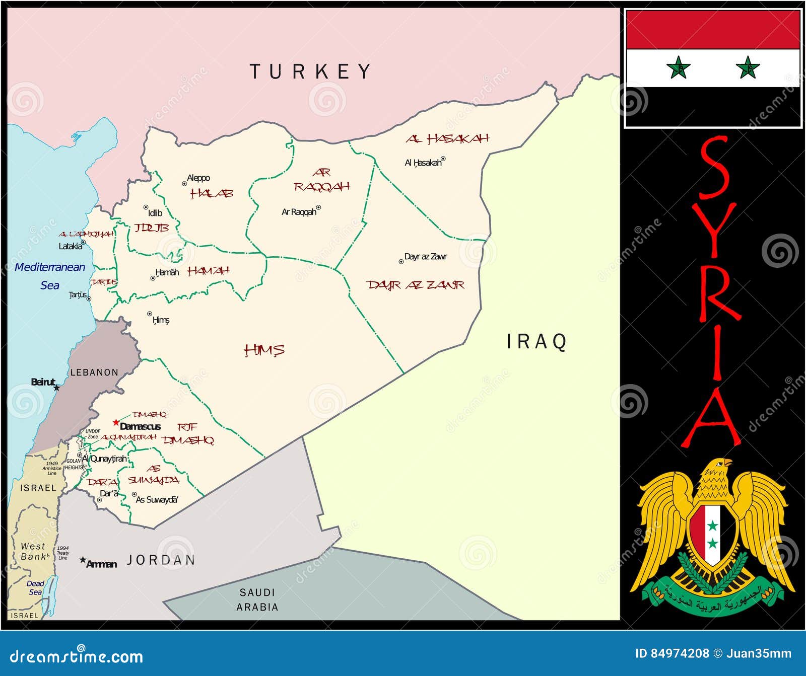 Syria Administrative Divisions Stock Illustration - Illustration of ...