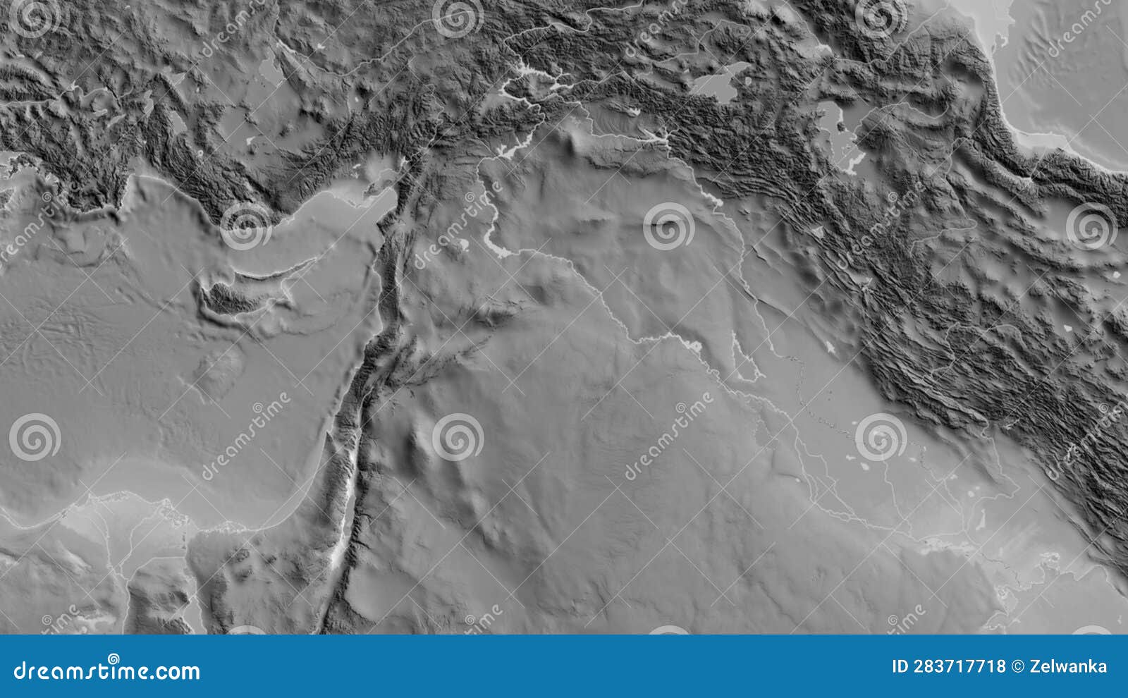 Syria area. Grayscale map stock illustration. Illustration of ...