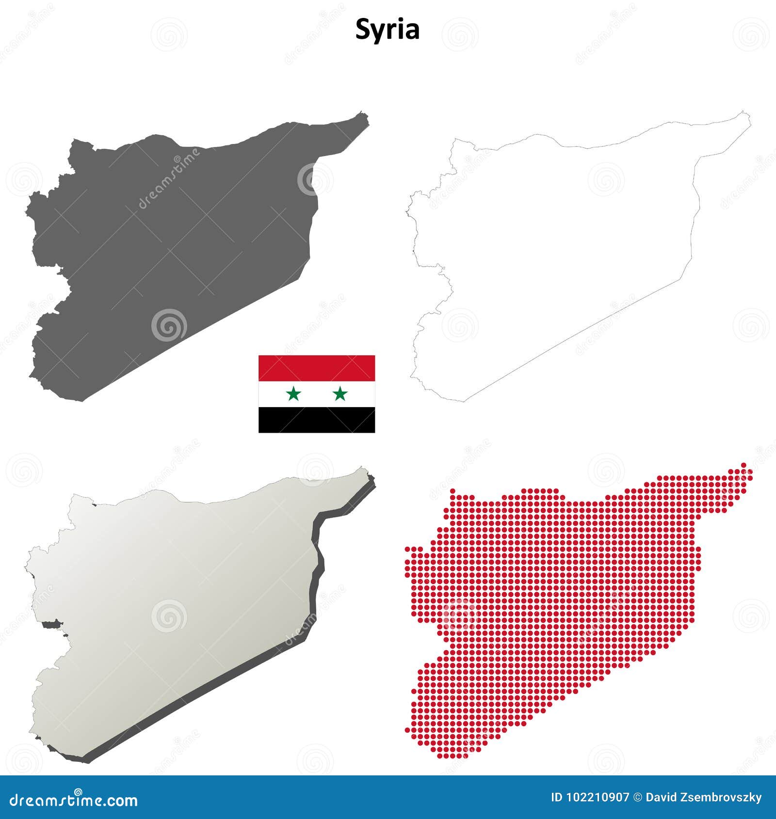 Syria outline map set stock vector. Illustration of cartography - 102210907