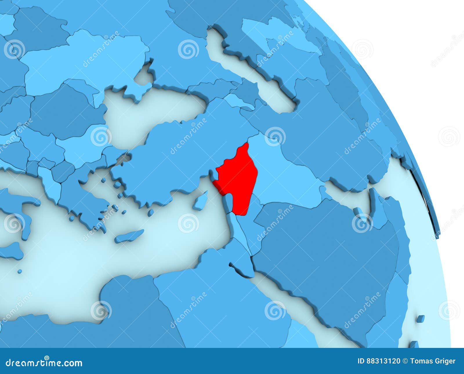 Syria on Blue Political Globe Stock Illustration - Illustration of ...