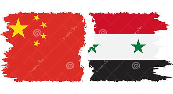 Syria and China Grunge Flags Connection Vector Stock Vector ...