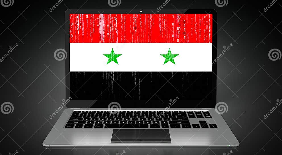 Syria - Country Flag and Binary Code on Laptop Screen Stock ...
