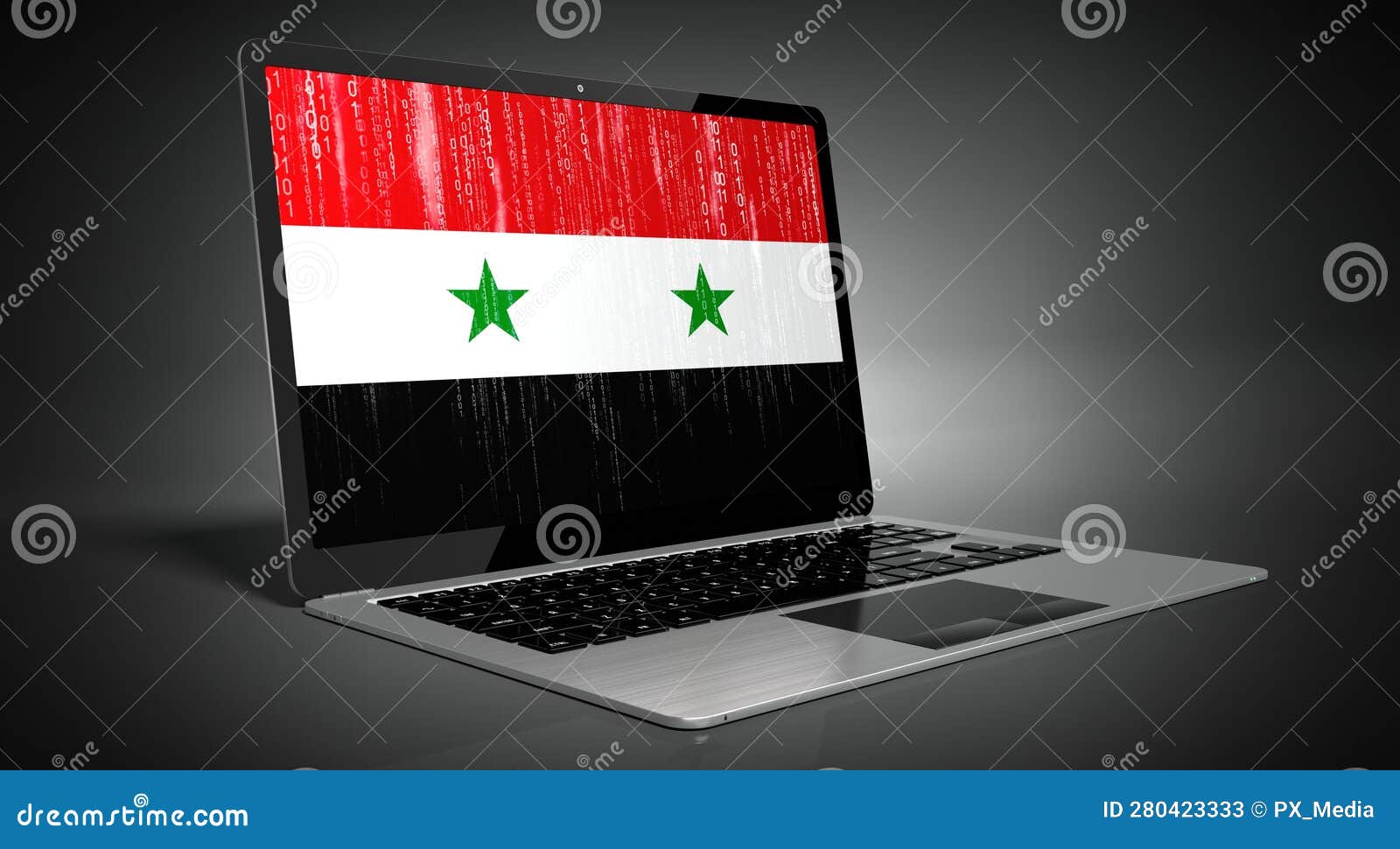 Syria - Country Flag and Binary Code on Laptop Screen Stock ...