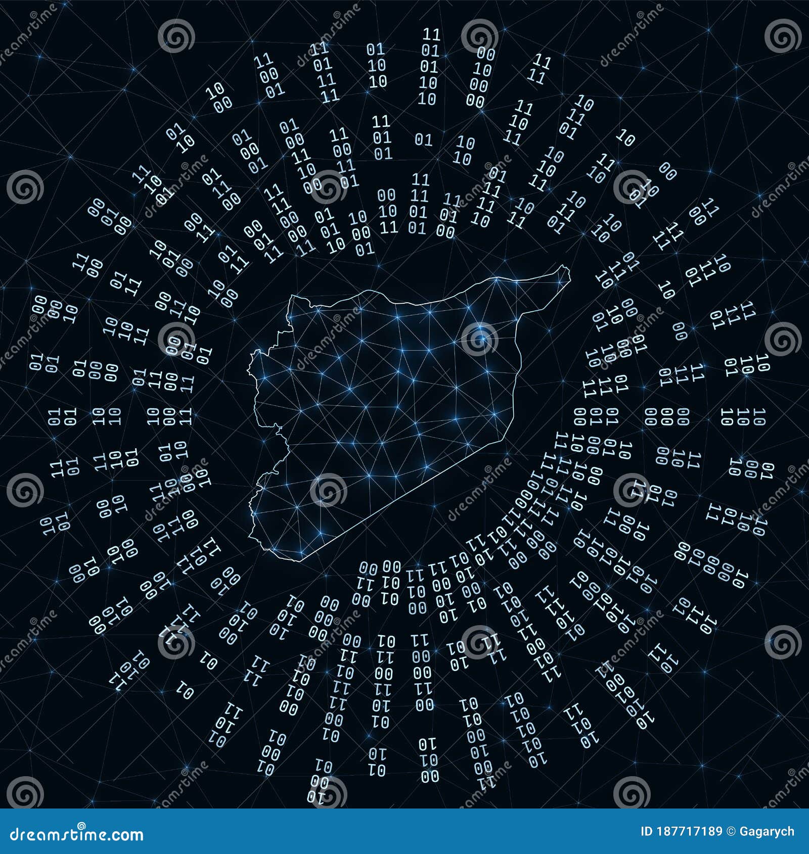 Glowing Map Of Syria, Modern Blue Outline Map Stock Photo ...