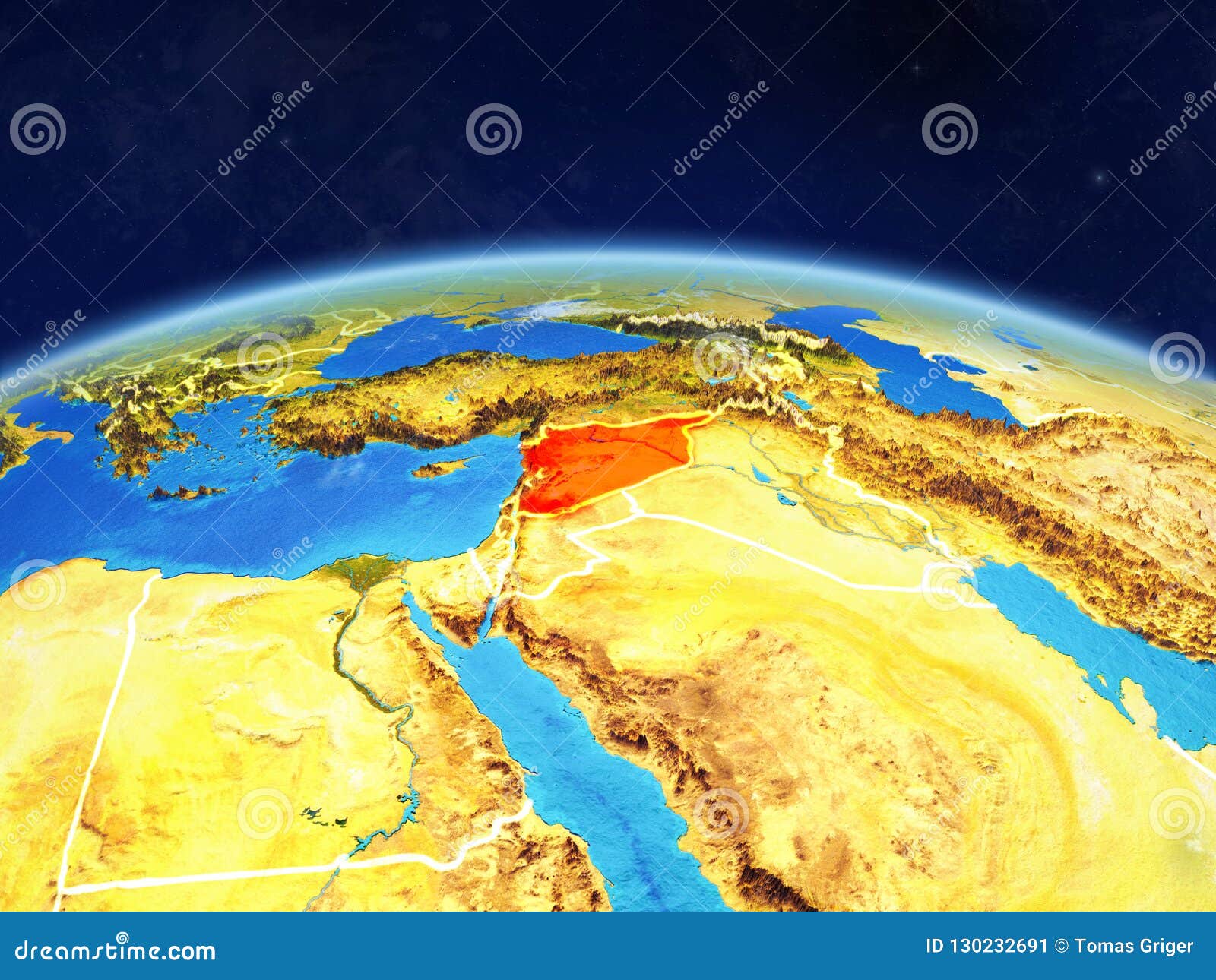 Syria on Earth from space stock image. Image of republic - 130232691