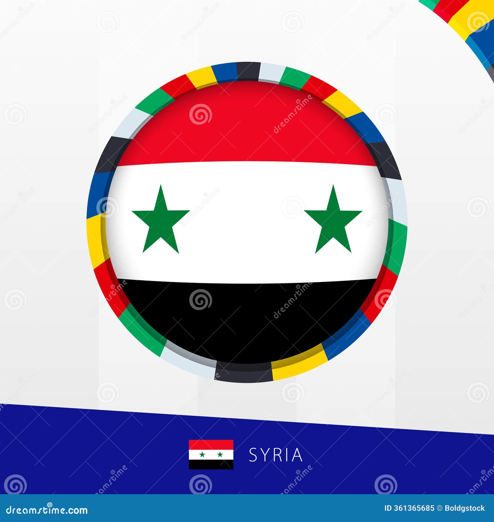 Syria Flag with Colorful Circle Border Stock Illustration ...