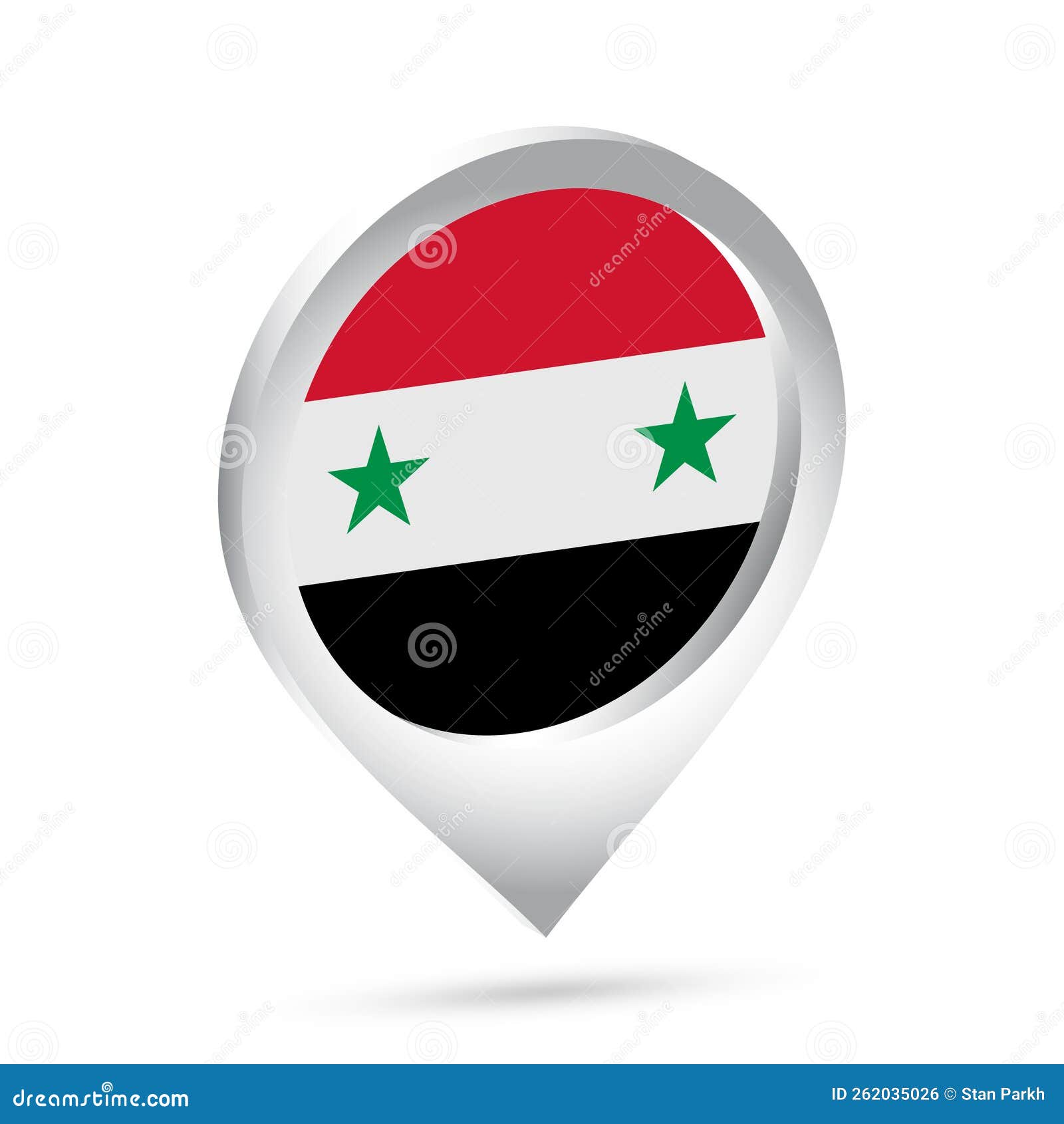 Syria flag 3d pin icon stock vector. Illustration of flat - 262035026