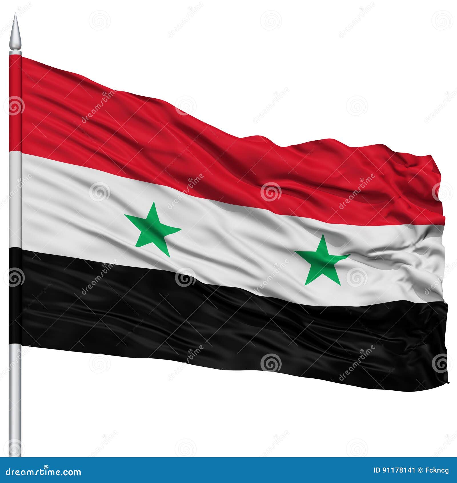 Syria Flag on Flagpole stock illustration. Illustration of country ...