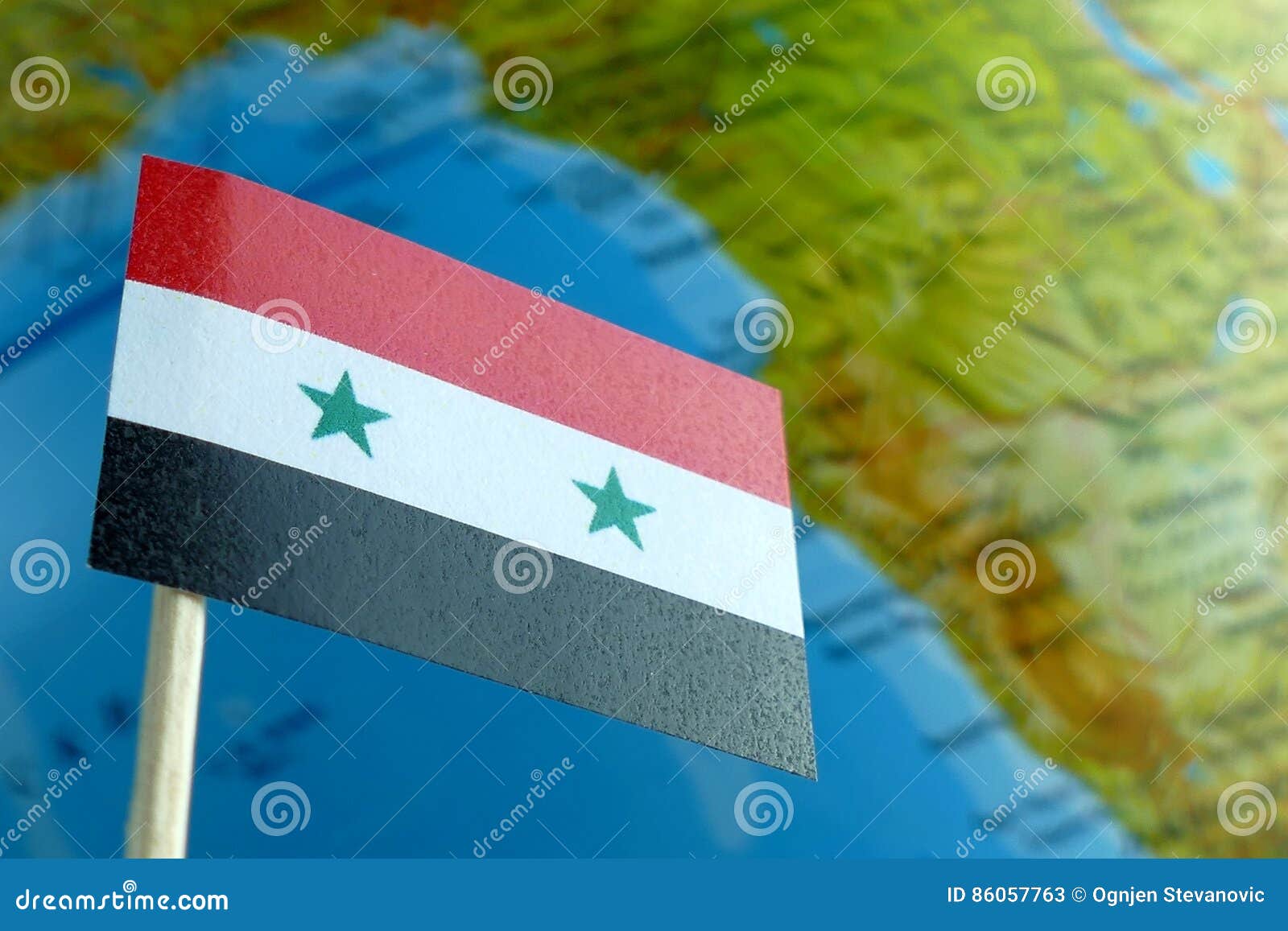 Syria Flag With A Globe Map As A Background Stock Image - Image of ...