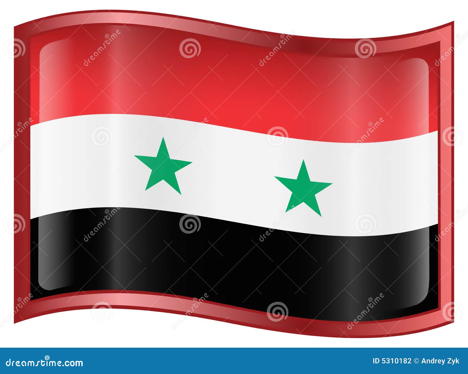 Syria Flag With Red White And Blck Three Color And Star Realistic ...