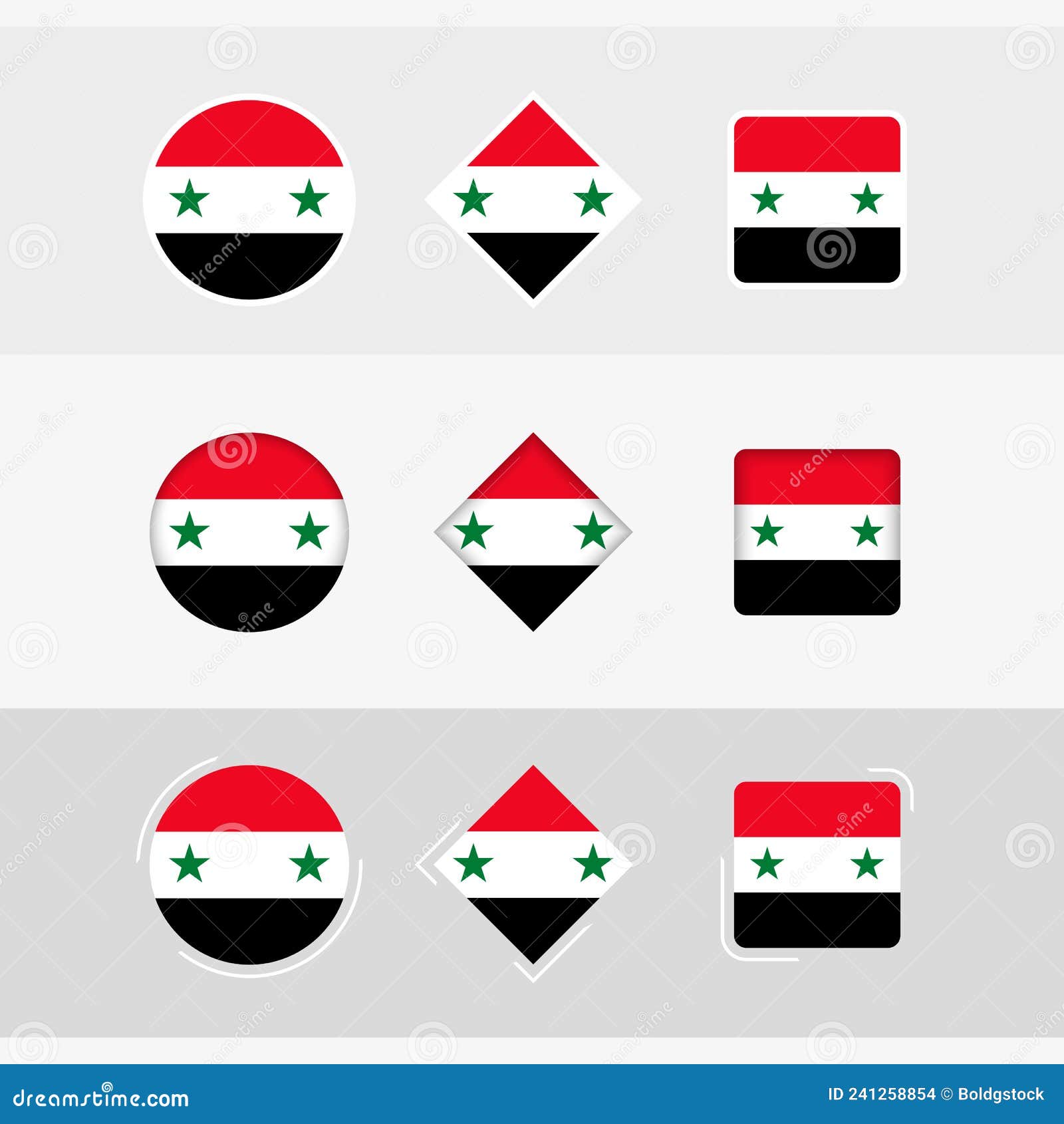 Syria Flag Icons Set, Vector Flag of Syria Stock Vector - Illustration ...