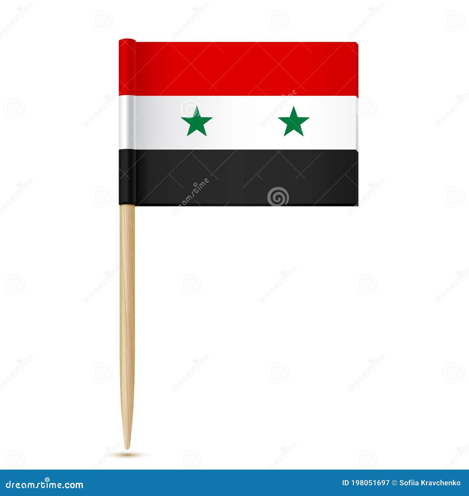 Syria Flag With Red White And Blck Three Color And Star Realistic ...