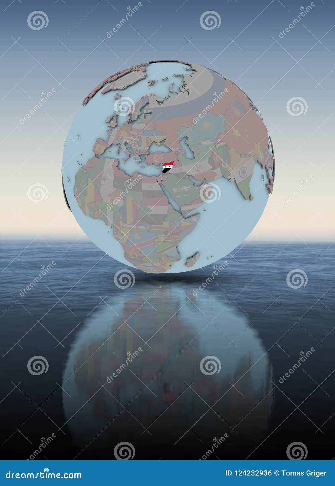 Syria on Globe Above Water Surface Stock Illustration - Illustration of ...
