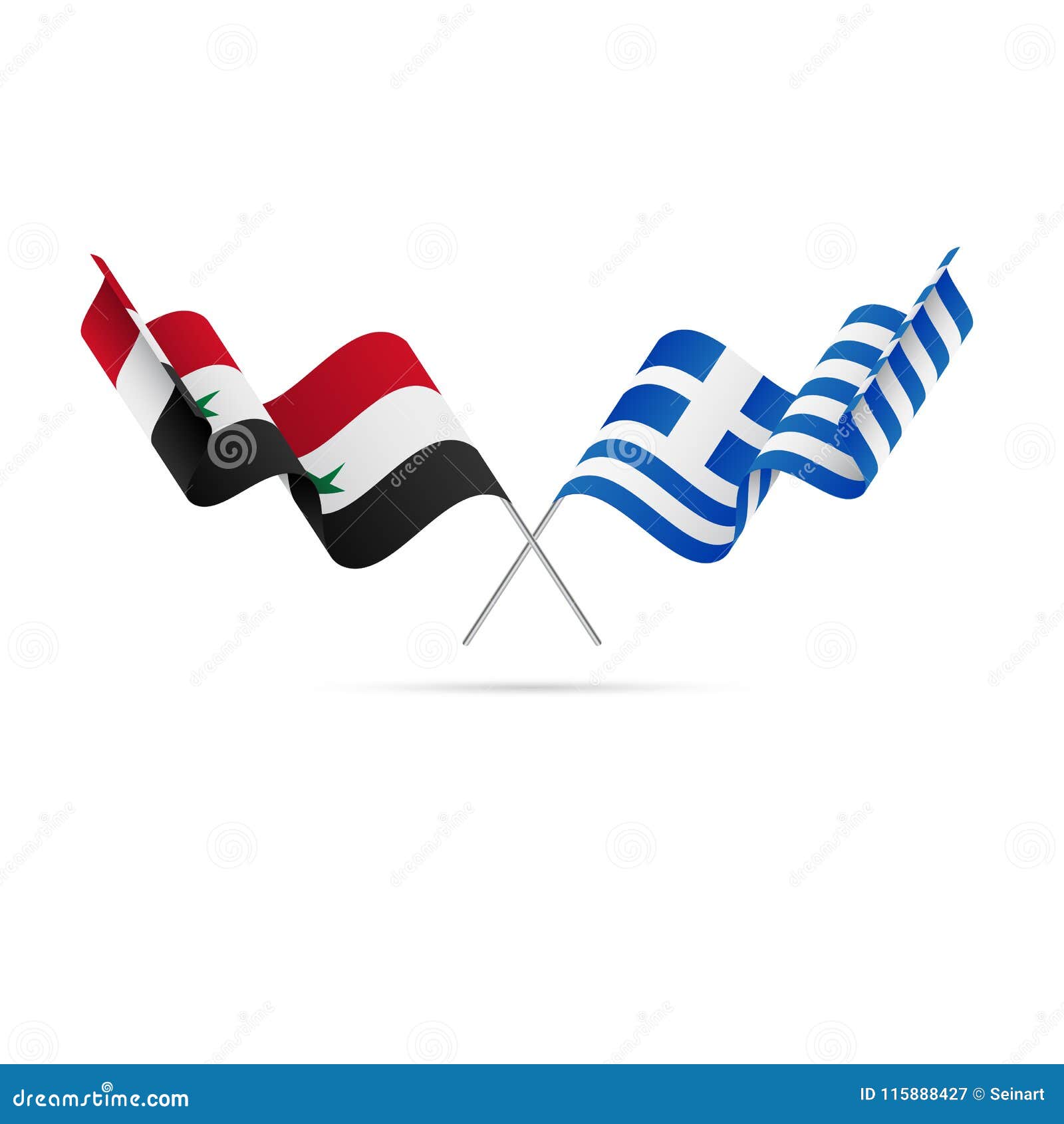 Syria and Greece Flags. Crossed Flags. Vector Illustration. Stock ...