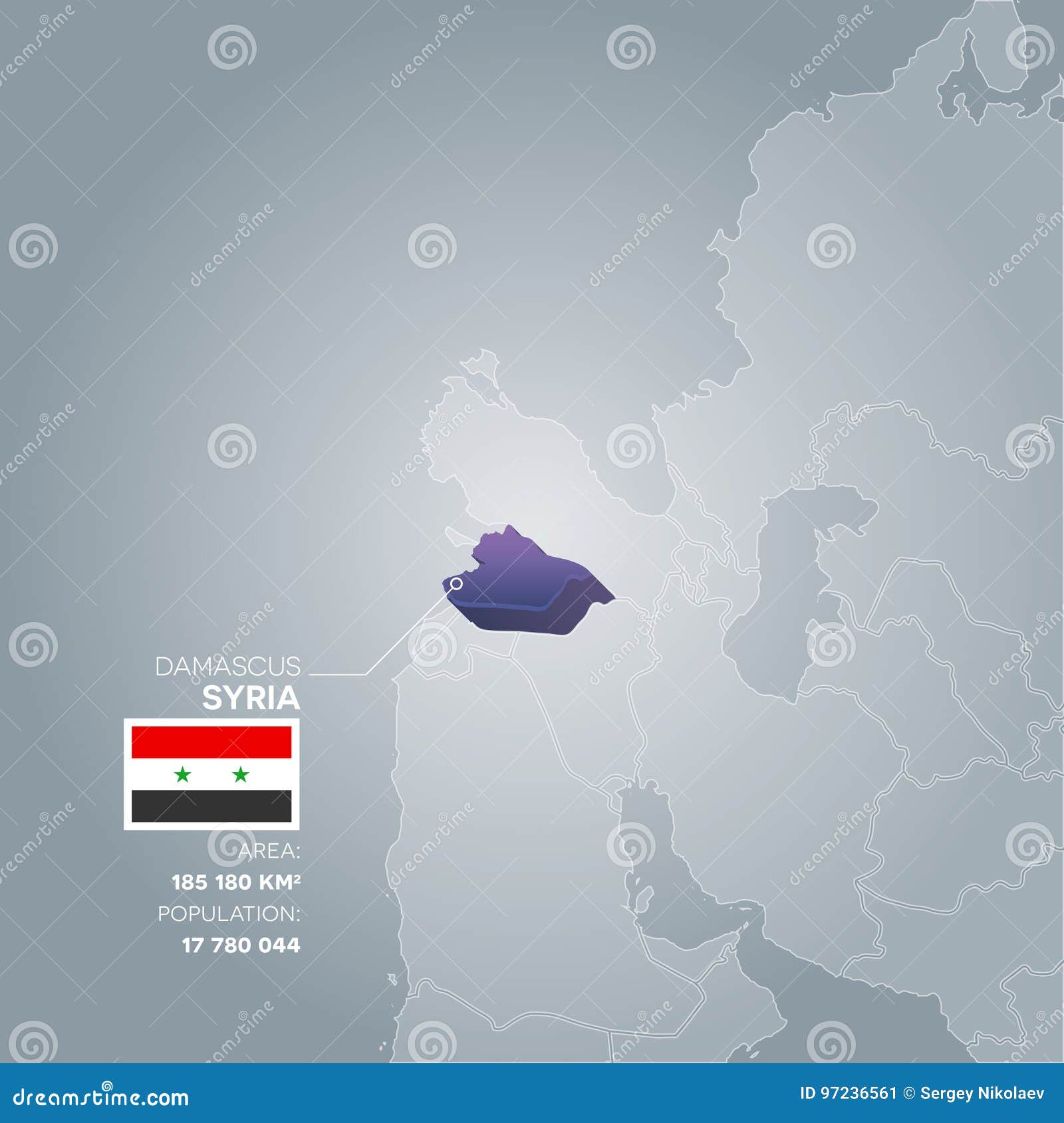 Syria information map. stock vector. Illustration of politic - 97236561