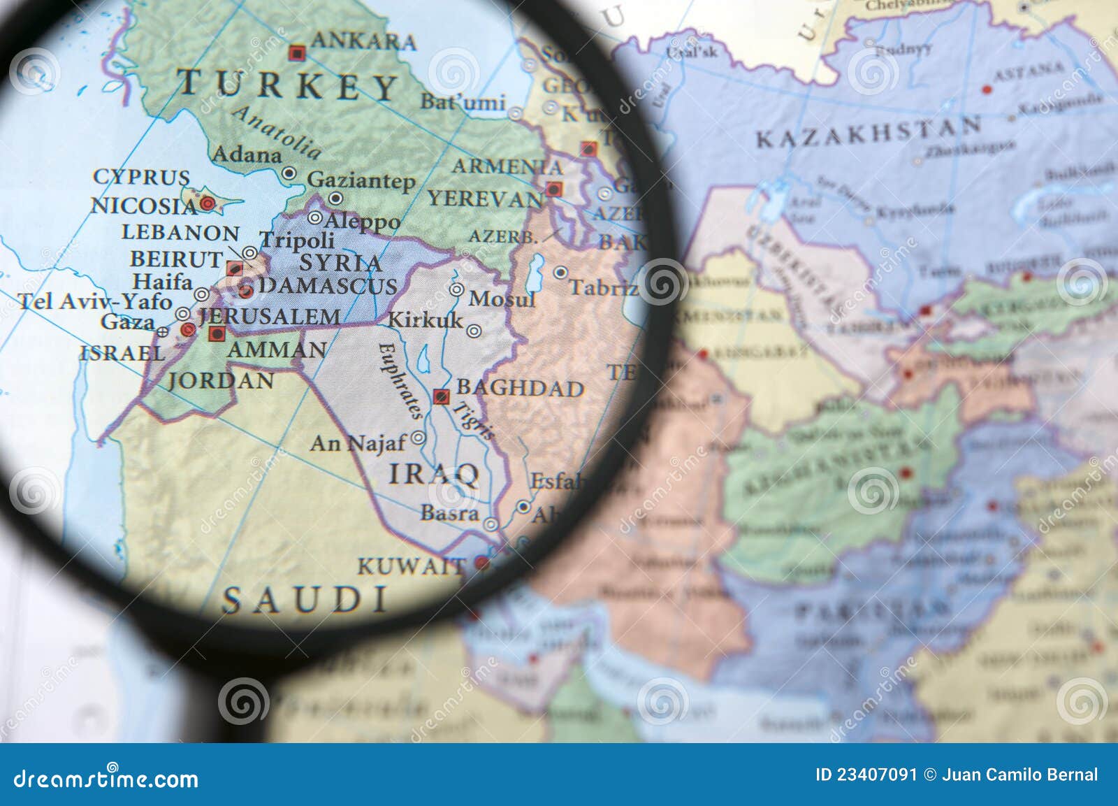 Syria and Iraq on a map stock image. Image of syria, asia - 23407091