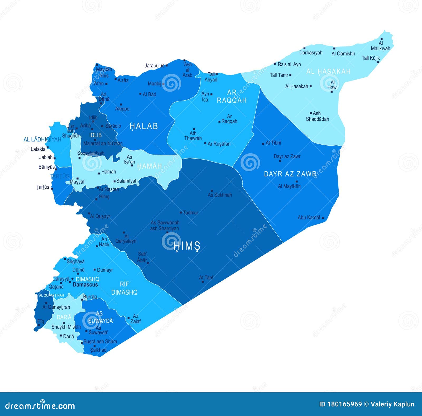 Syria Map. Cities, Regions. Vector Stock Illustration - Illustration of ...