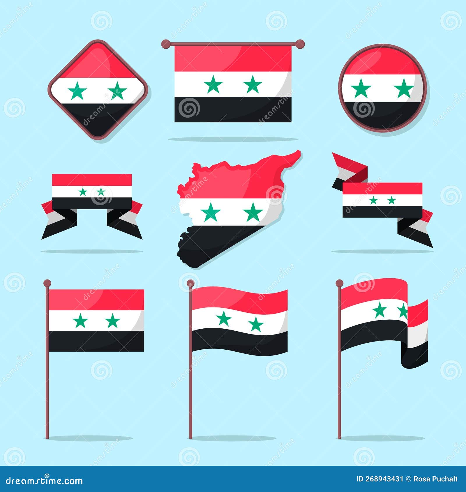 Syria Map and Flag Collection Stock Vector - Illustration of logo ...