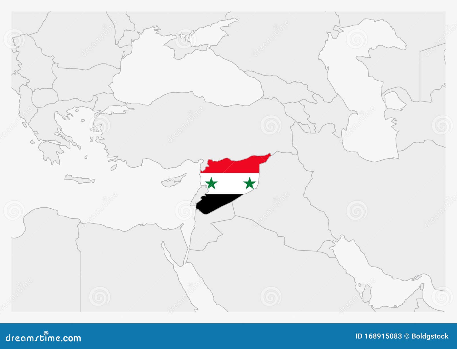 Syria Map Highlighted in Syria Flag Colors Stock Vector - Illustration ...
