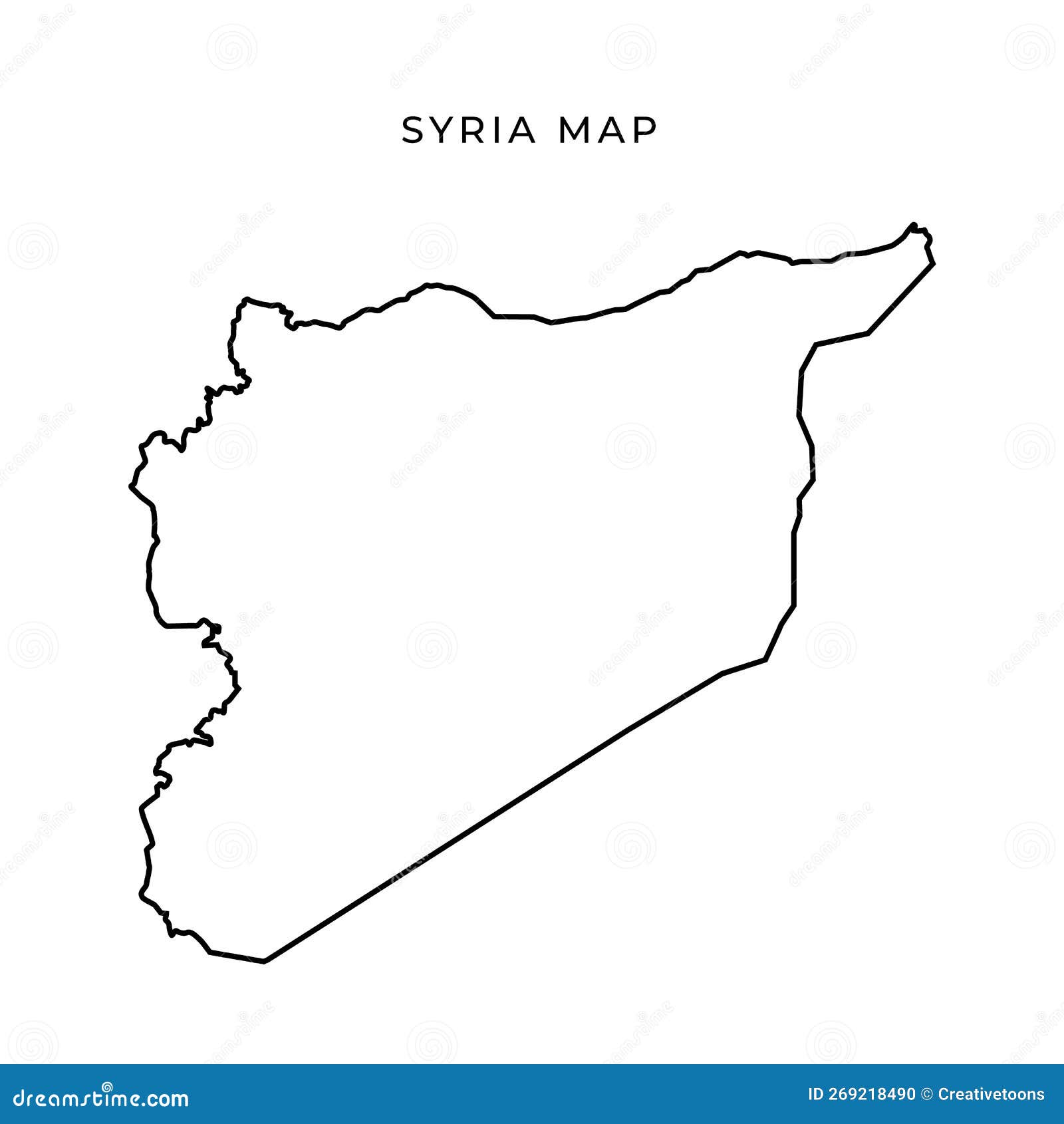 Syria Map Outline. High Detailed Vector Map of Syria on White ...