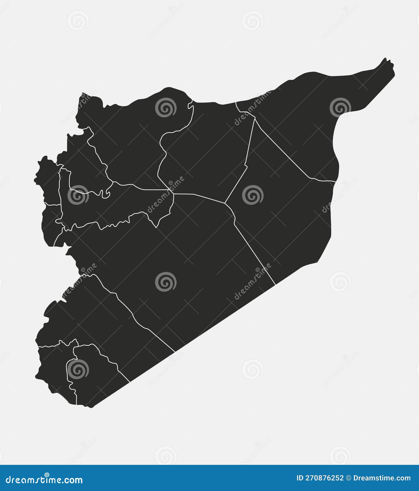 Syria Map with Regions, Provinces Isolated on White Background. Stock ...