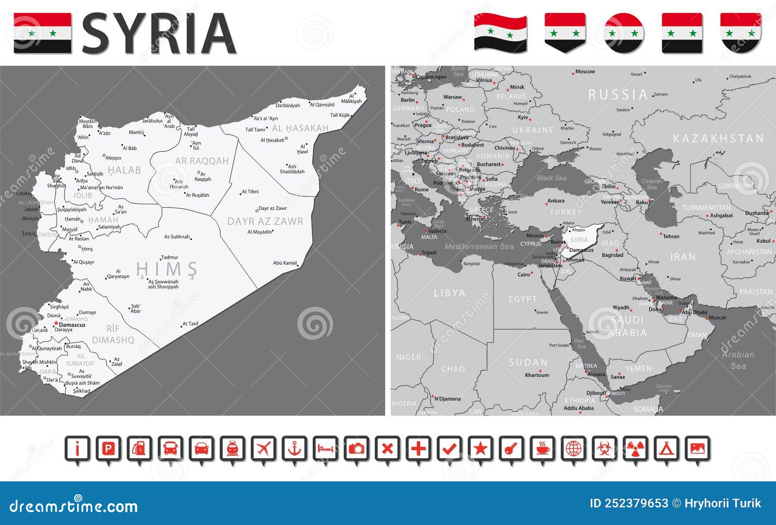 Syria Map - Vector Infographic Set Stock Illustration - Illustration of ...