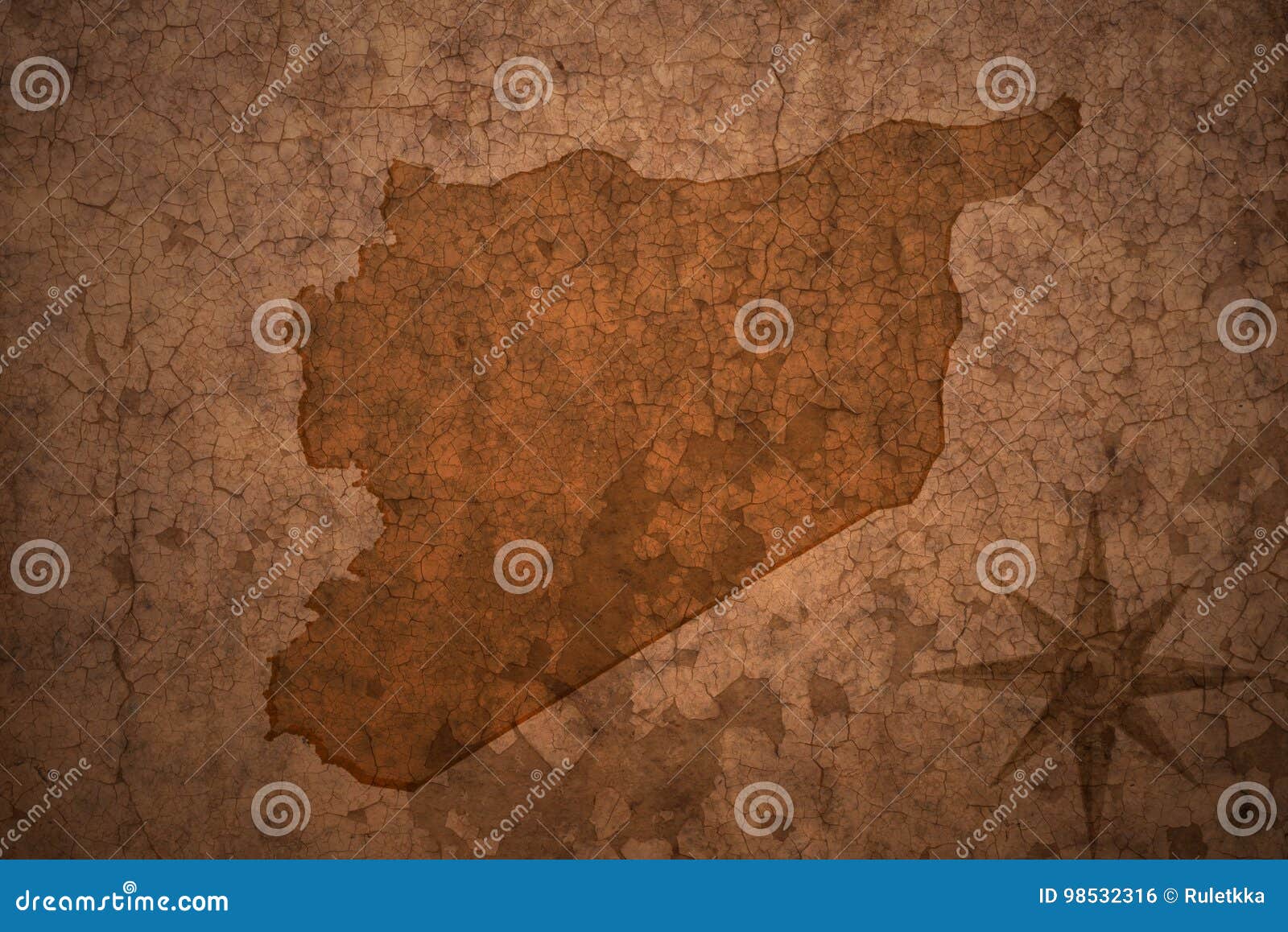 Syria Map on Vintage Paper Background Stock Photo - Image of ensign ...