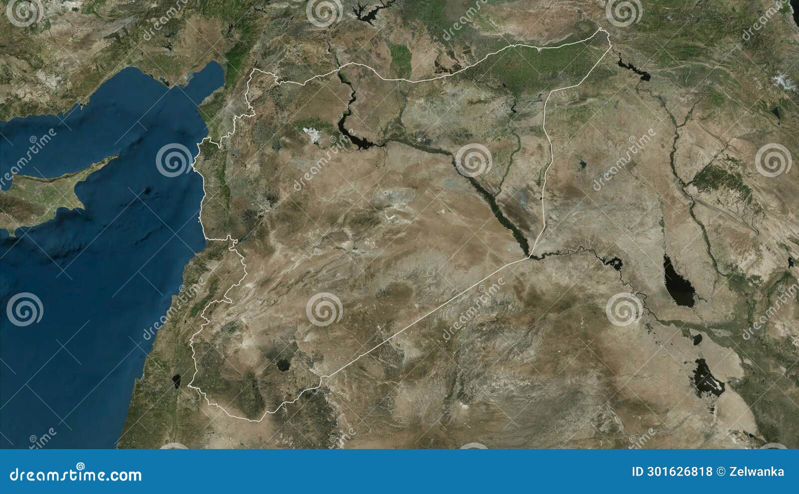 Syria Outlined. High-res Satellite Stock Illustration - Illustration of ...