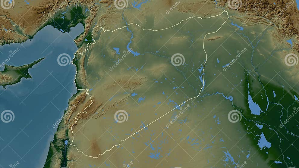 Syria outlined. Physical stock illustration. Illustration of continent ...