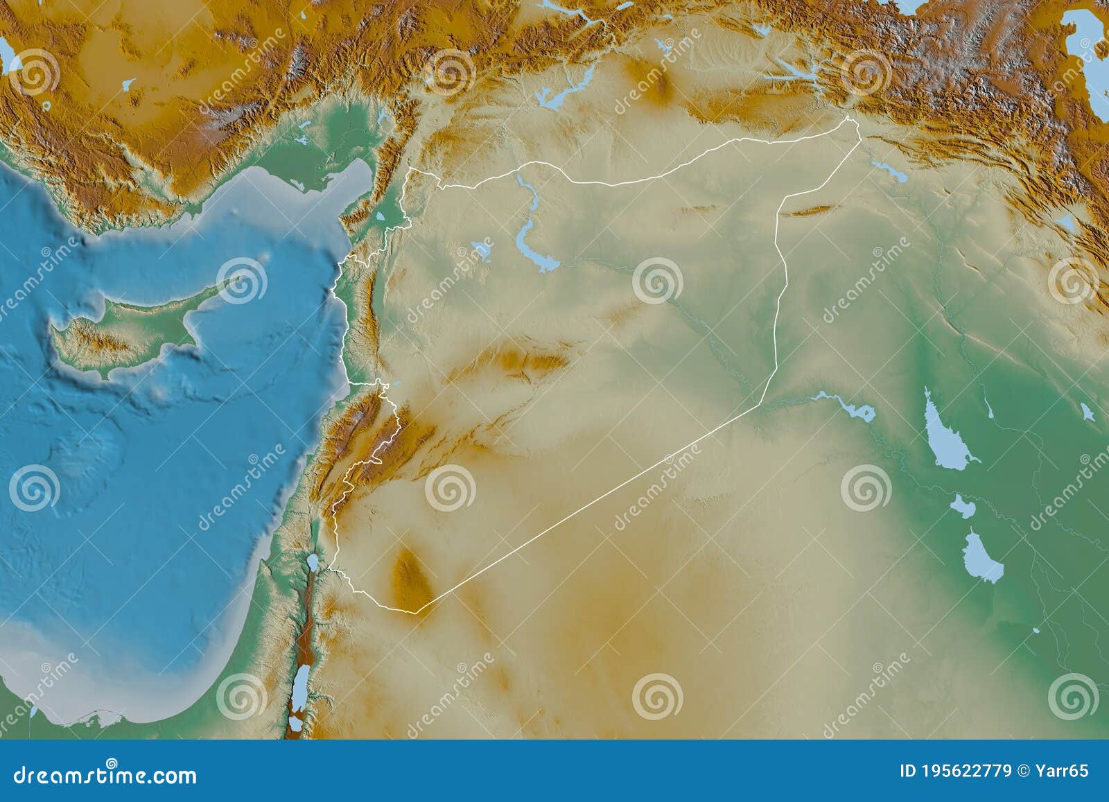 Syria outlined. Relief stock illustration. Illustration of science ...