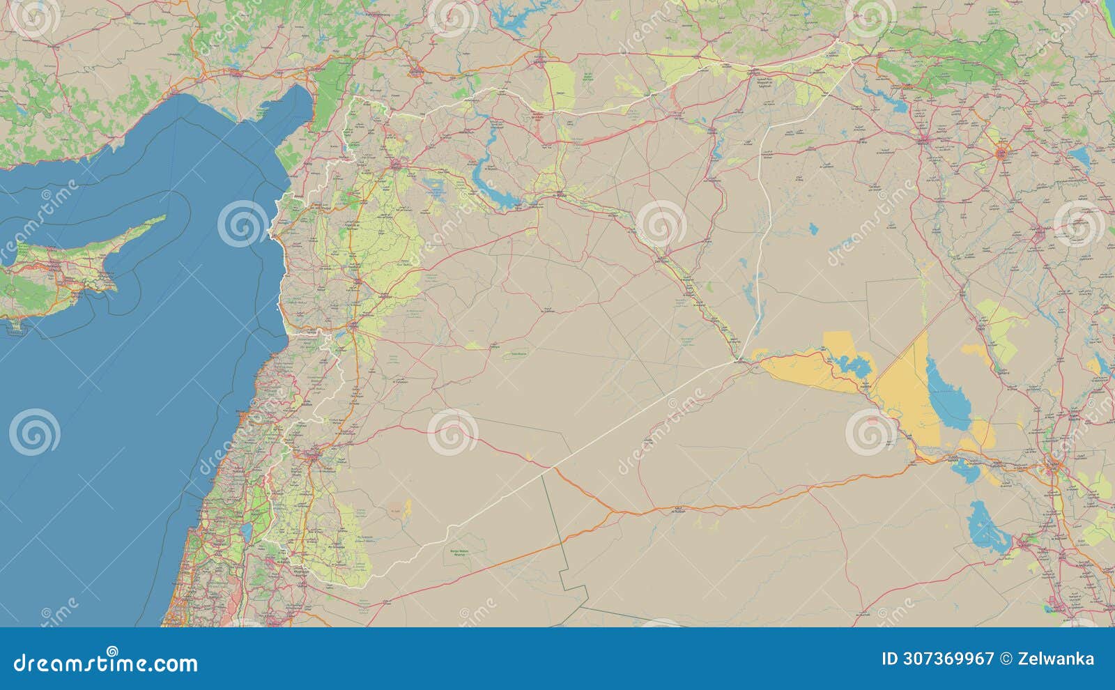 Syria Outlined. Topo German Stock Illustration - Illustration of atlas ...
