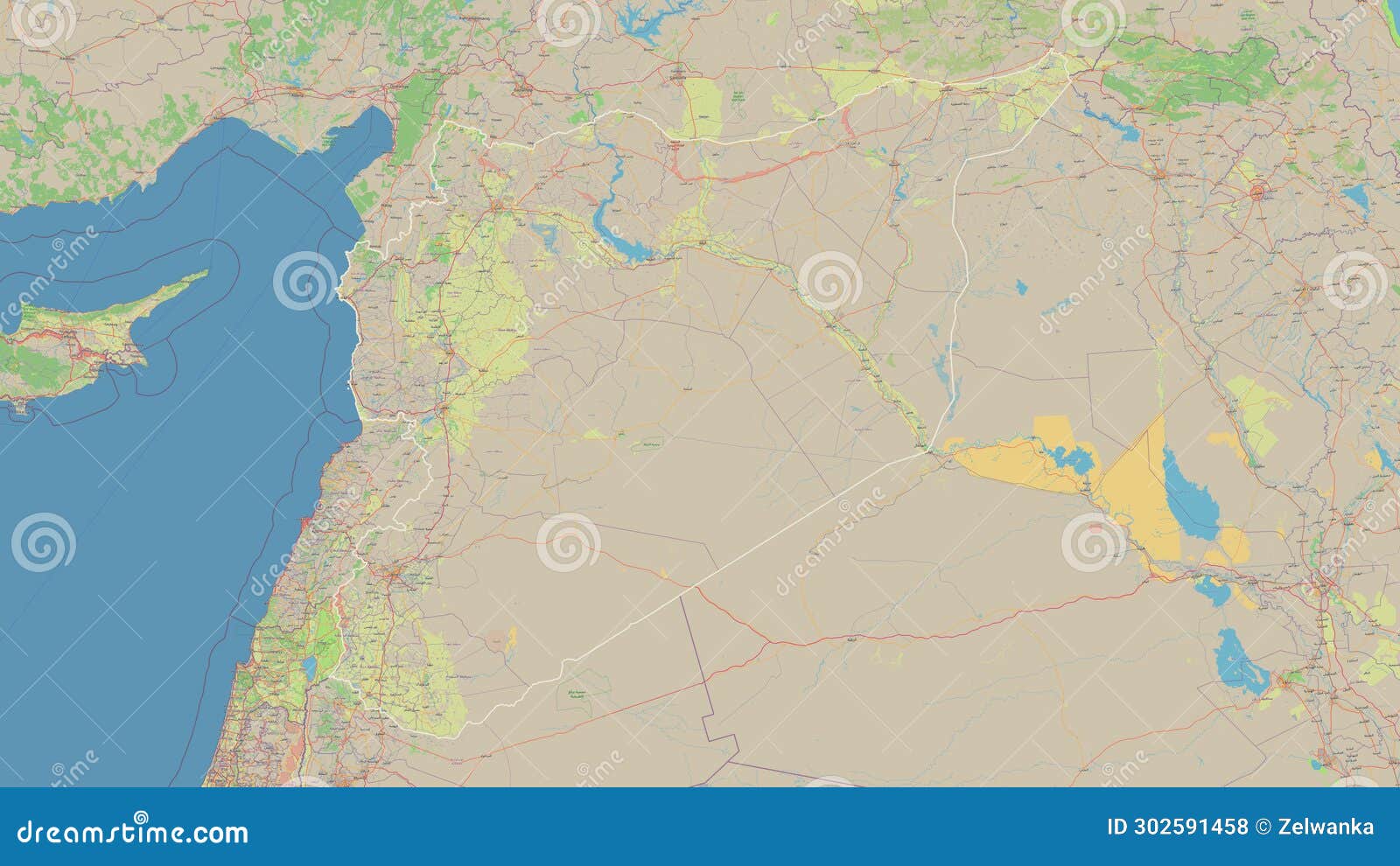 Syria Outlined. Topo Standard Stock Illustration - Illustration of ...
