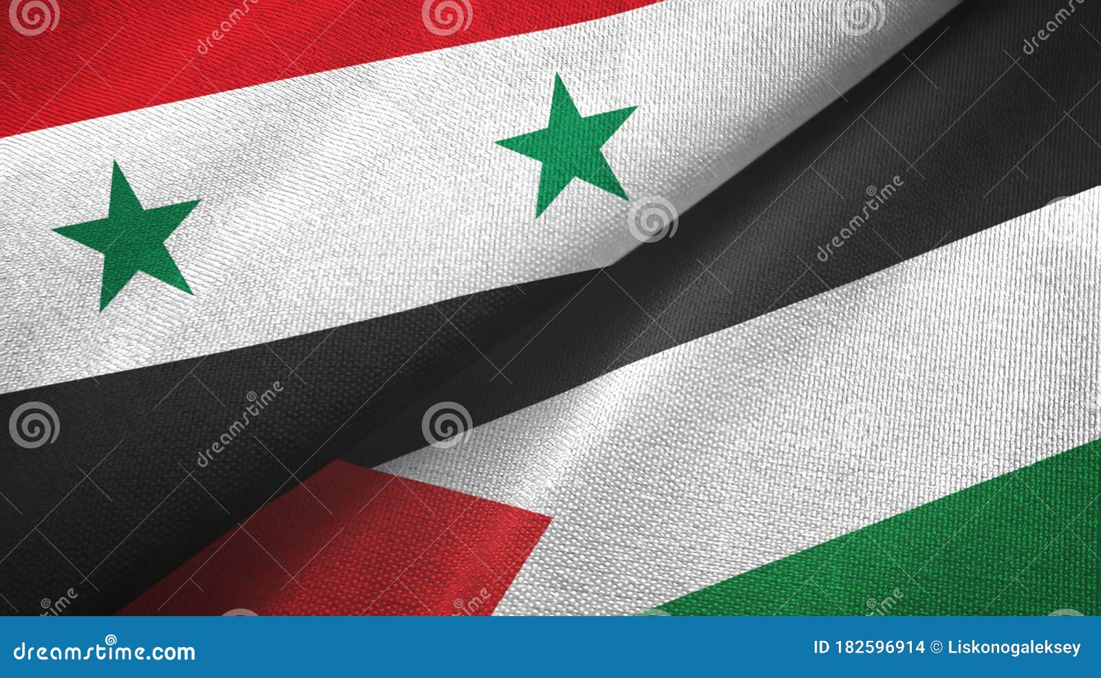 Syria and Palestine Two Flags Textile Cloth, Fabric Texture Stock Photo ...