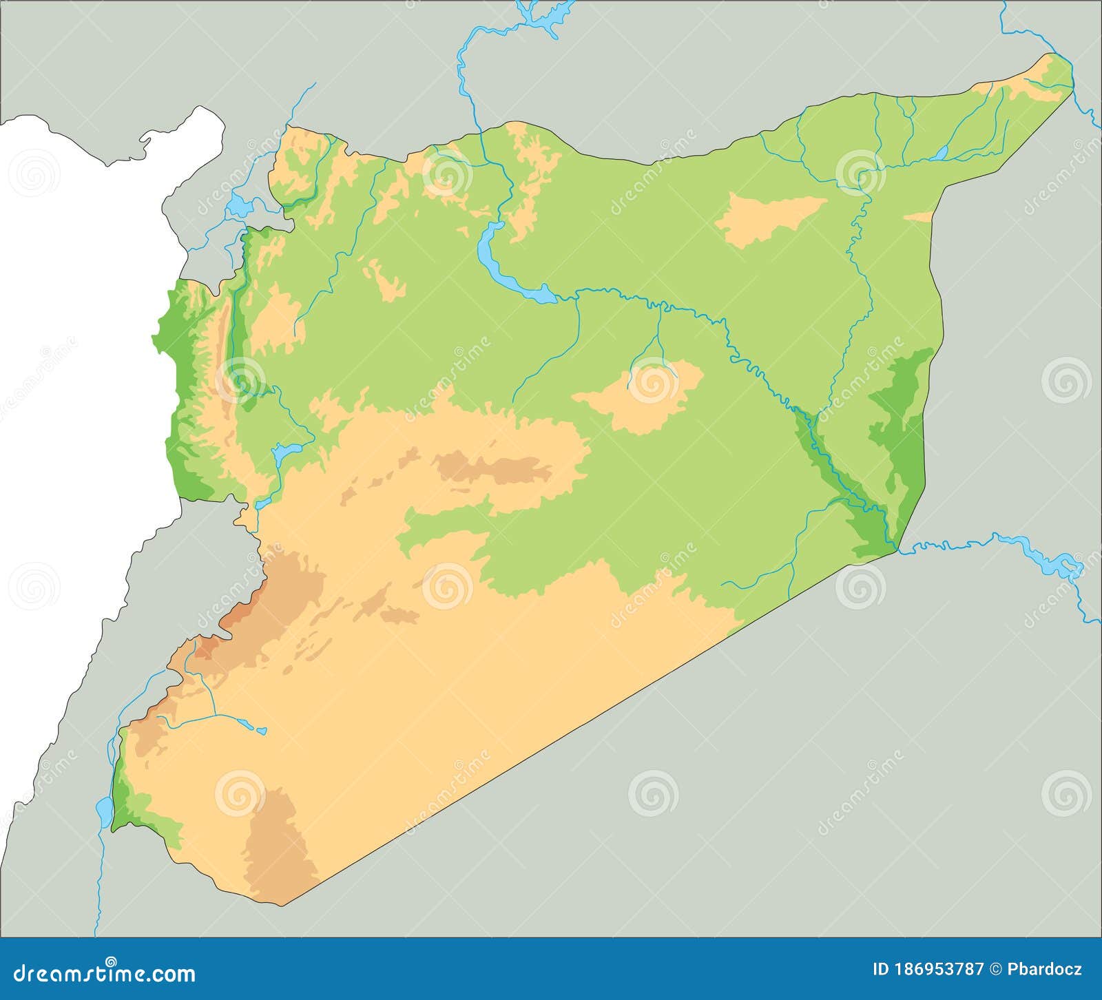 Detailed Map Of Syria On A White Background. Syria Highly Detailed ...
