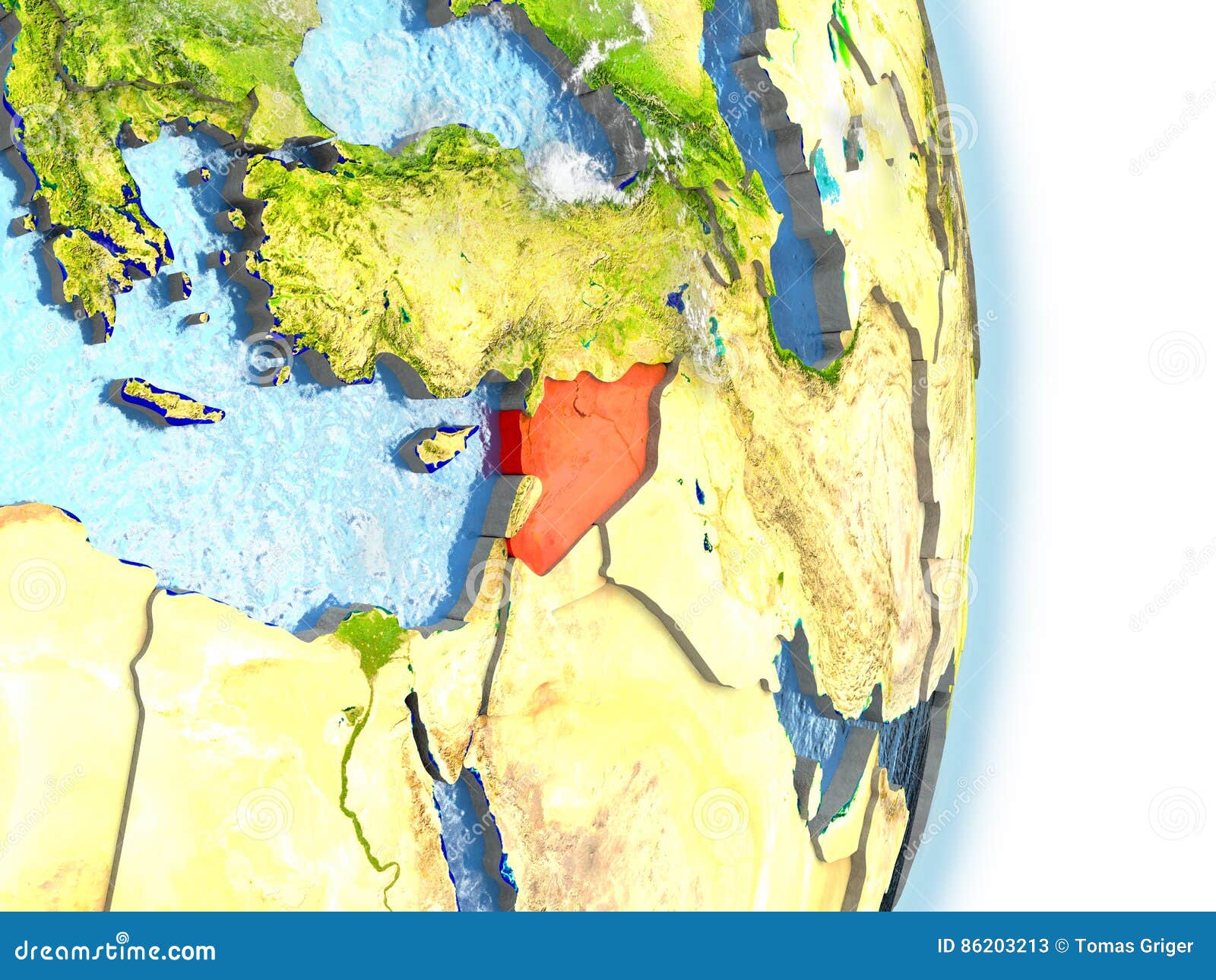 Syria in red on Earth stock illustration. Illustration of nature - 86203213