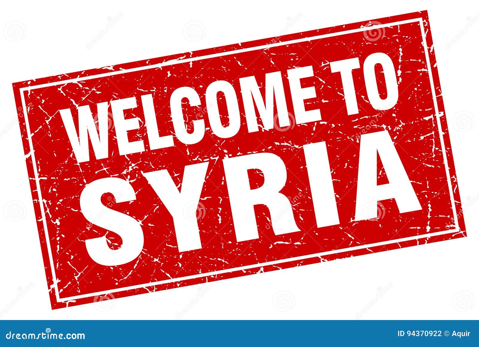 Syria Red Square Welcome To Stamp Stock Vector - Illustration of rubber ...