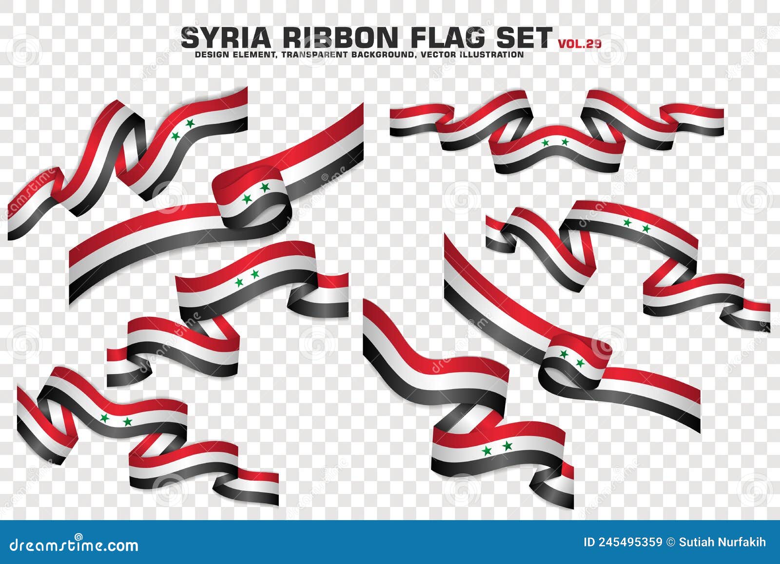 Syria Ribbon Flags Set, Element Design, 3D Style. Vector Illustration ...