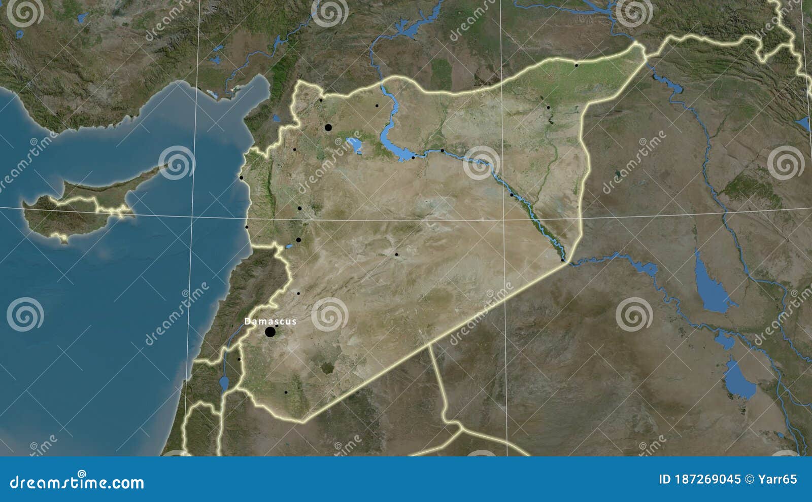 Syria - Satellite. Composition, Borders Stock Illustration ...