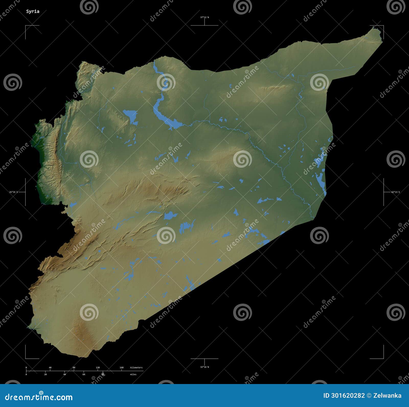 Syria Shape on Black. Physical Stock Illustration - Illustration of ...