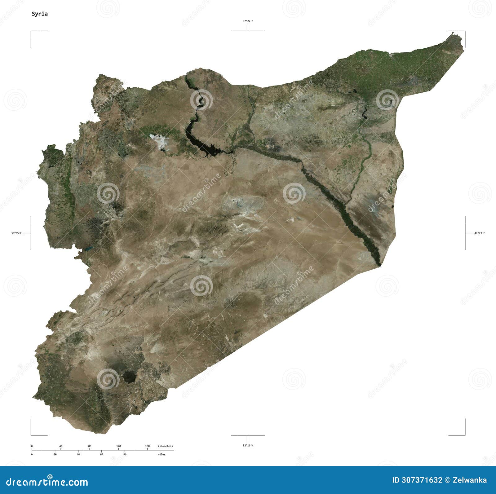 Syria Shape on White. High-res Satellite Stock Illustration ...