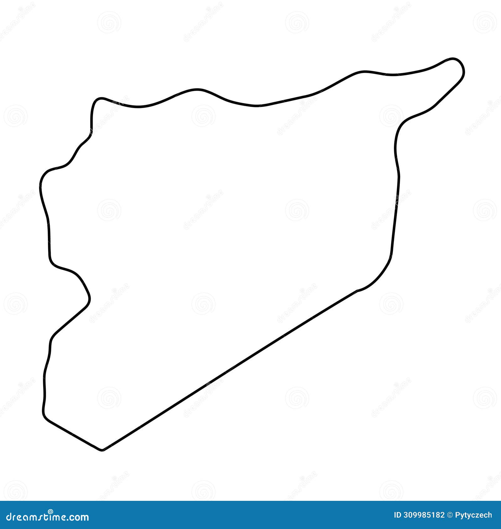 Syria Simplified Vector Outline Map Stock Vector - Illustration of ...