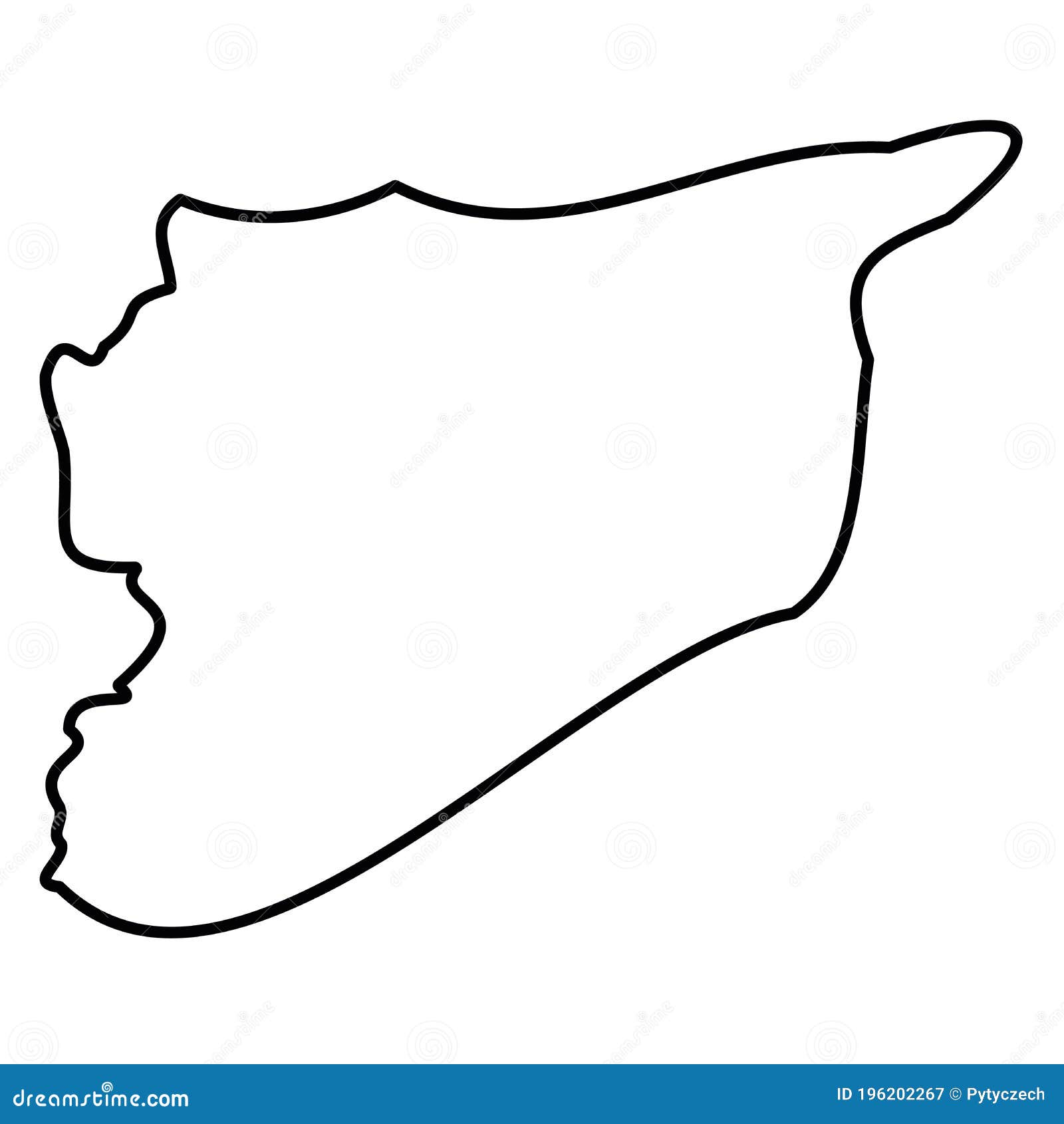 Syria - Solid Black Outline Border Map of Country Area. Simple Flat ...