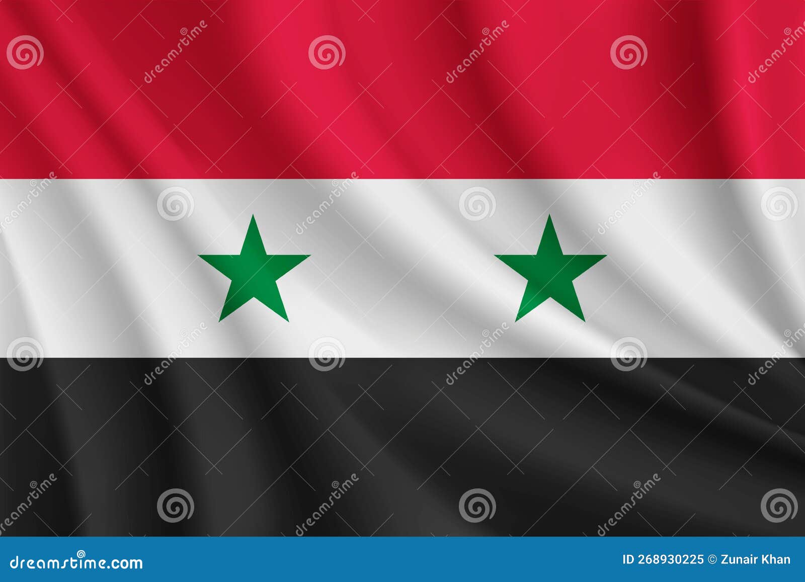 Waving Flag of Syria, Vector Syria Flag, Closeup of Syria Flag Stock ...