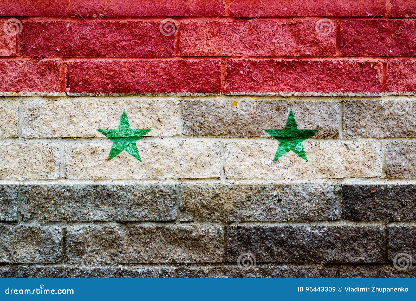 Syrian Flag Painted on a Brick Wall. Flag of Syria Stock Image - Image ...